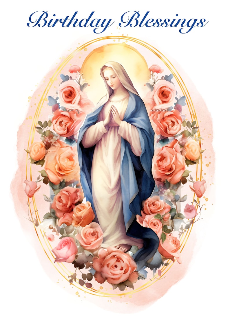 Catholic Printable Birthday Card, Marian Greeting, Birthday Blessings ...