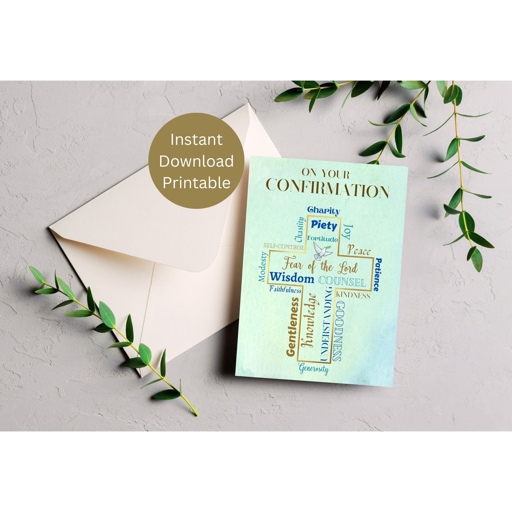 Confirmation Card / Catholic Confirmation Card / Printable Confirmation ...