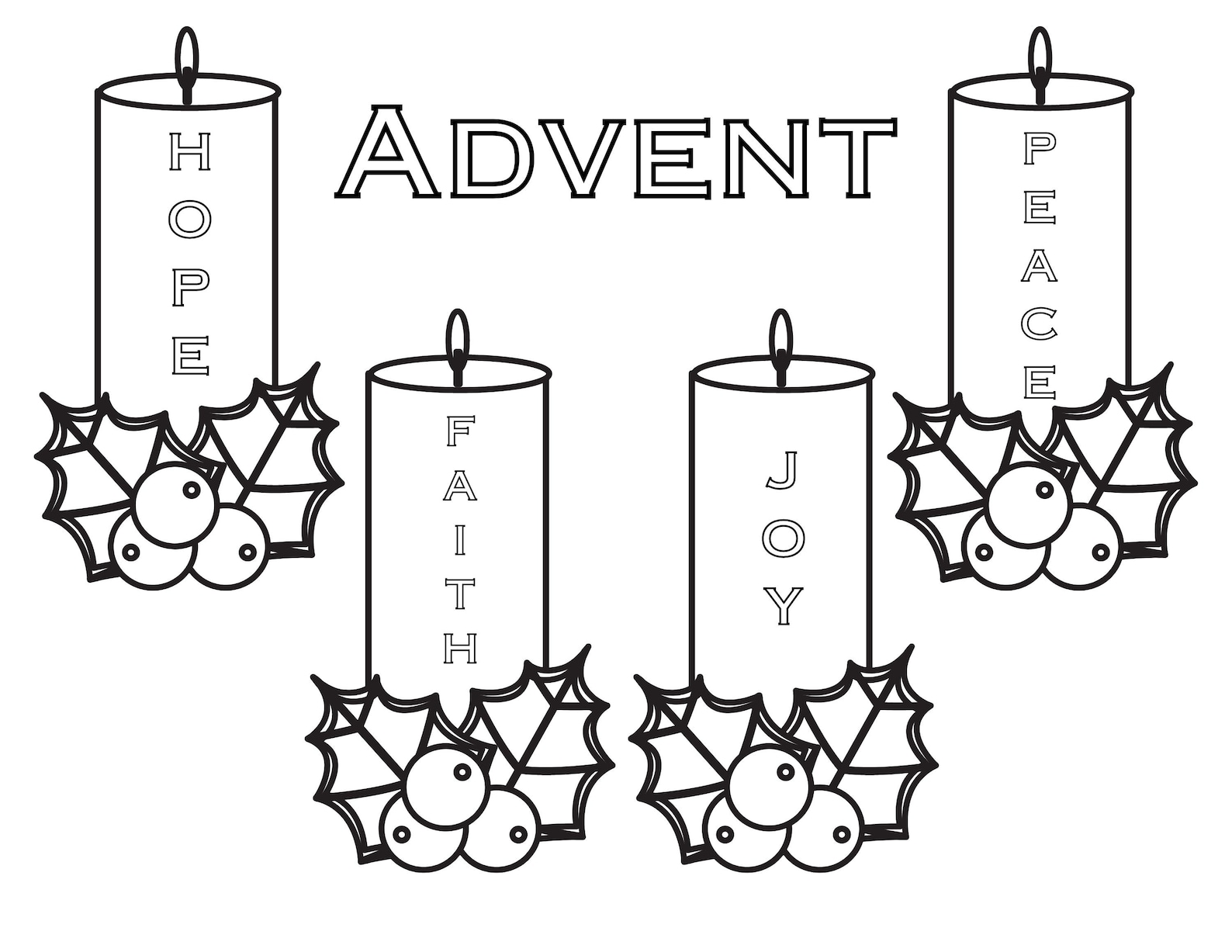 Advent Wreath Printable Coloring Page, Catholic Kids Activity Instant ...