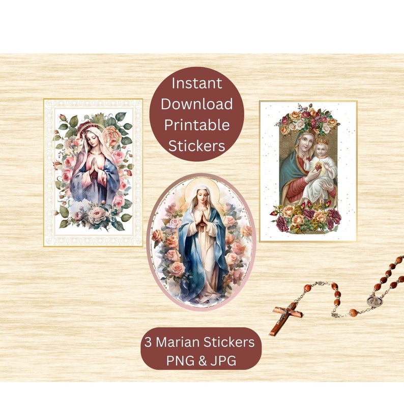 Marian Stickers, Printable Mary Stickers, Catholic Saint, Mary PNG ...