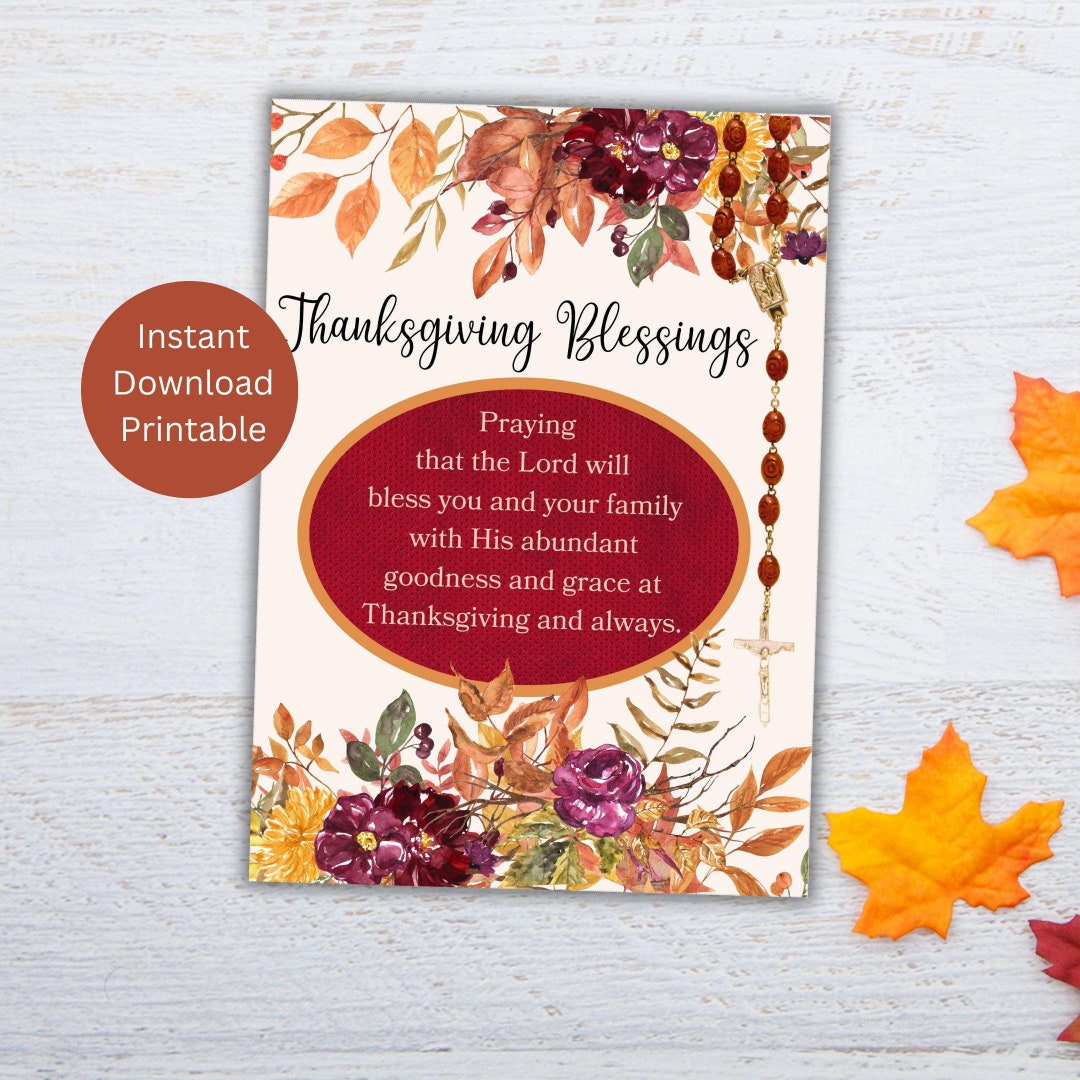 Printable Thanksgiving Card, Thanksgiving Blessings, Catholic Greeting ...