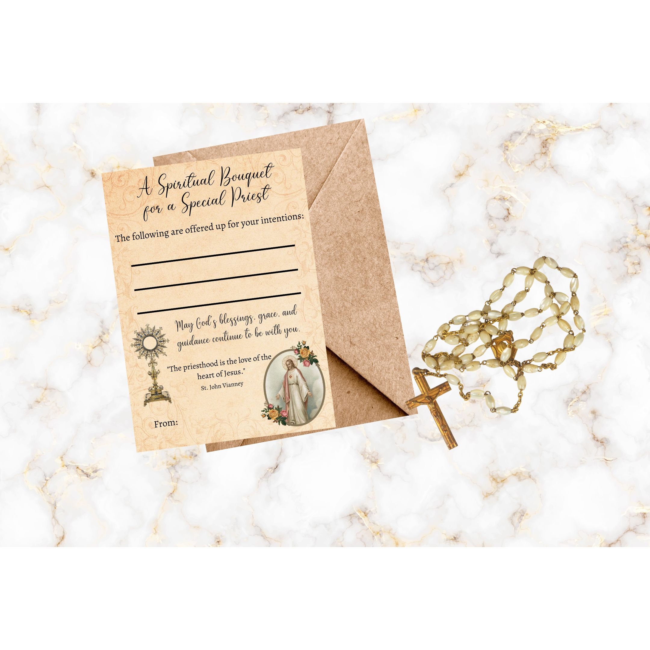 Priest Spiritual Bouquet Printable Card / Catholic Gift / Prayer Card ...