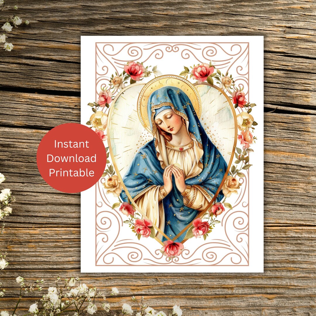 All Occasion Card Marian Printable Card, Virgin Mary Card, Catholic ...