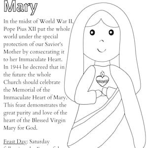 Immaculate Heart of Mary Coloring Page, Printable Mary Coloring ...