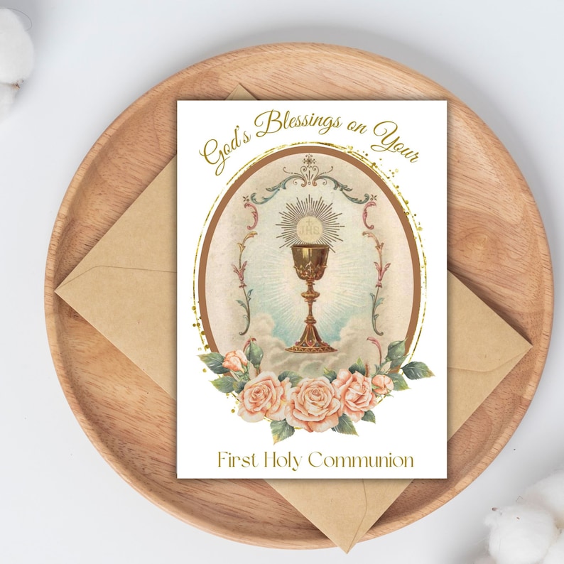 First Holy Communion Card, Printable Catholic Sacrament Greeting ...