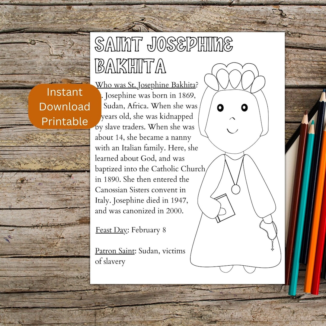 St. Josephine Bakhita Coloring Page, Printable Saint Coloring Picture ...