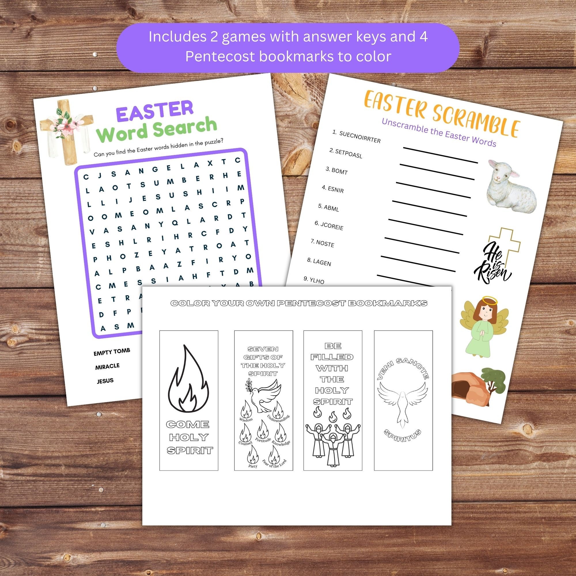 Easter Activities Printable Bundle, Catholic Kids Coloring, Divine ...