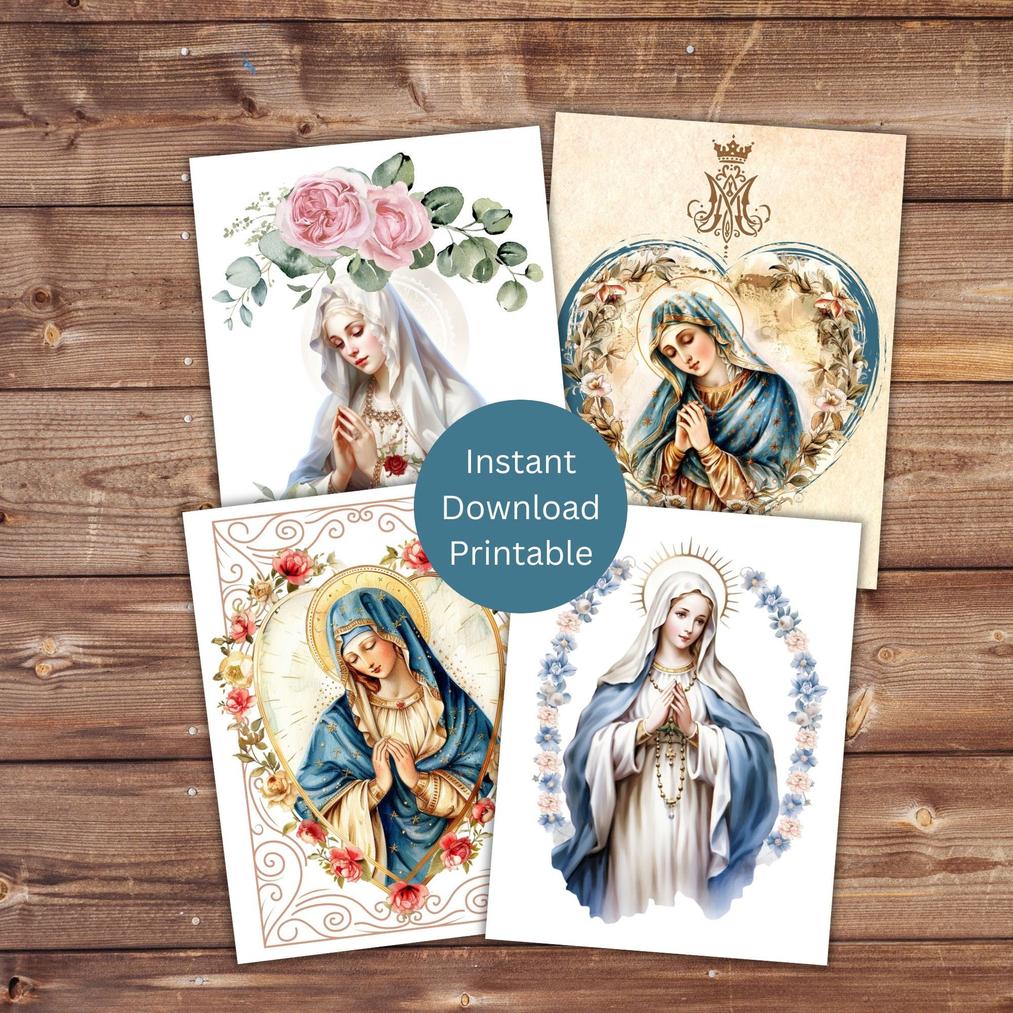 Marian All Occasion Card Bundle, Virgin Mary Printable Cards, Catholic ...