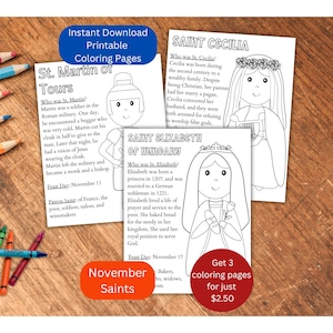 Printable November Saint Coloring Pictures, St. Elizabeth, St. Martin ...
