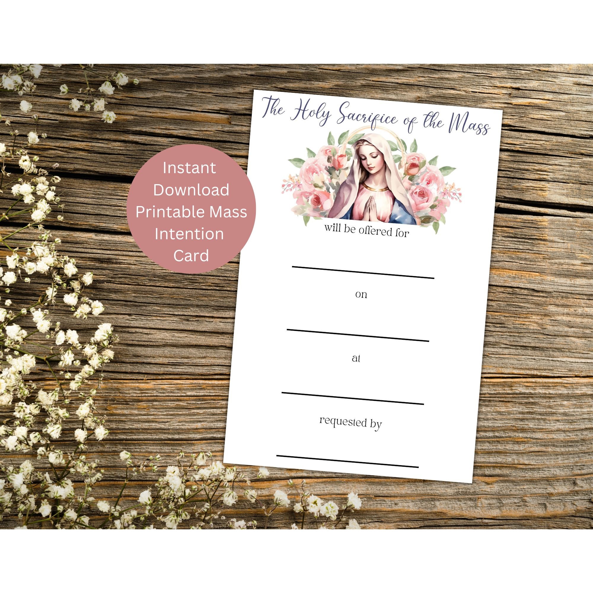 Mass Intention Card / Catholic Mass Card / Printable Mass Card ...