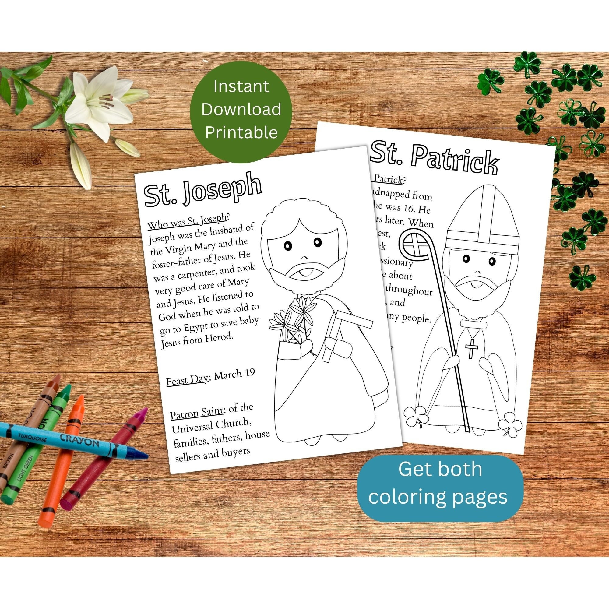 Printable Saint Coloring Pages, March Saints Pictures to Color, St ...