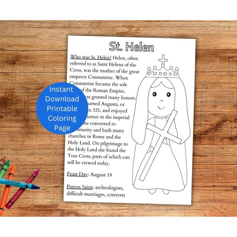 St. Helen Coloring Page, Printable Saint Coloring, St. Helena of the ...