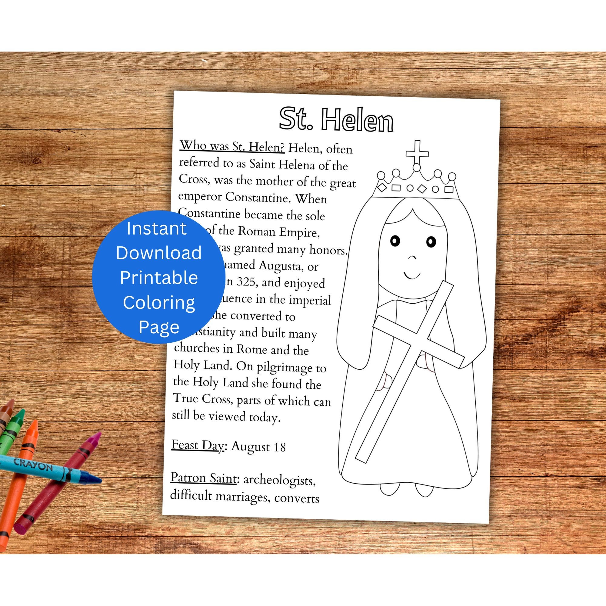 St. Helen Coloring Page, Printable Saint Coloring, St. Helena of the ...