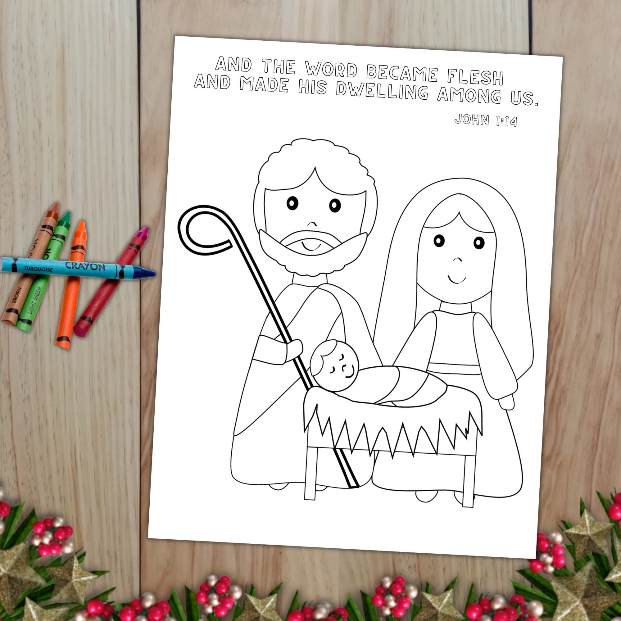 Holy Family Coloring Page, Printable Christmas Coloring, Catholic Kid's ...