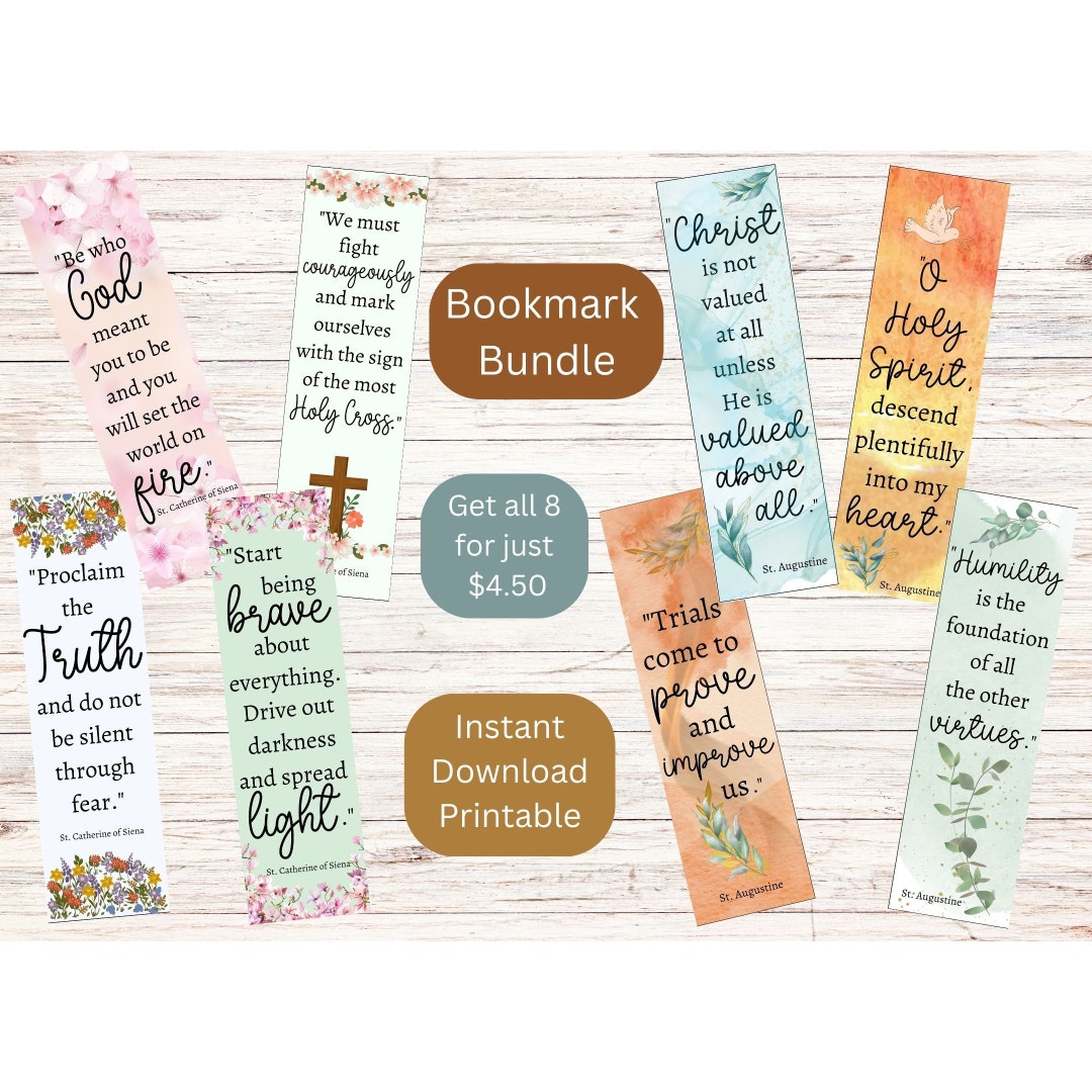 Printable Catholic Bookmarks Bundle, St. Catherine of Siena, St ...