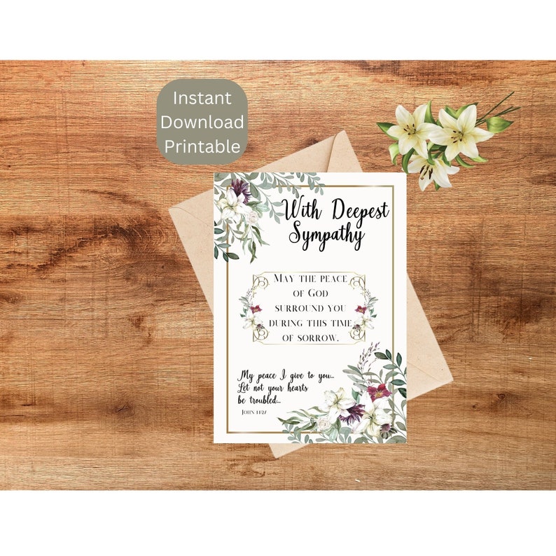Catholic Sympathy Card, Catholic Bereavement, Printable Condolence Card ...