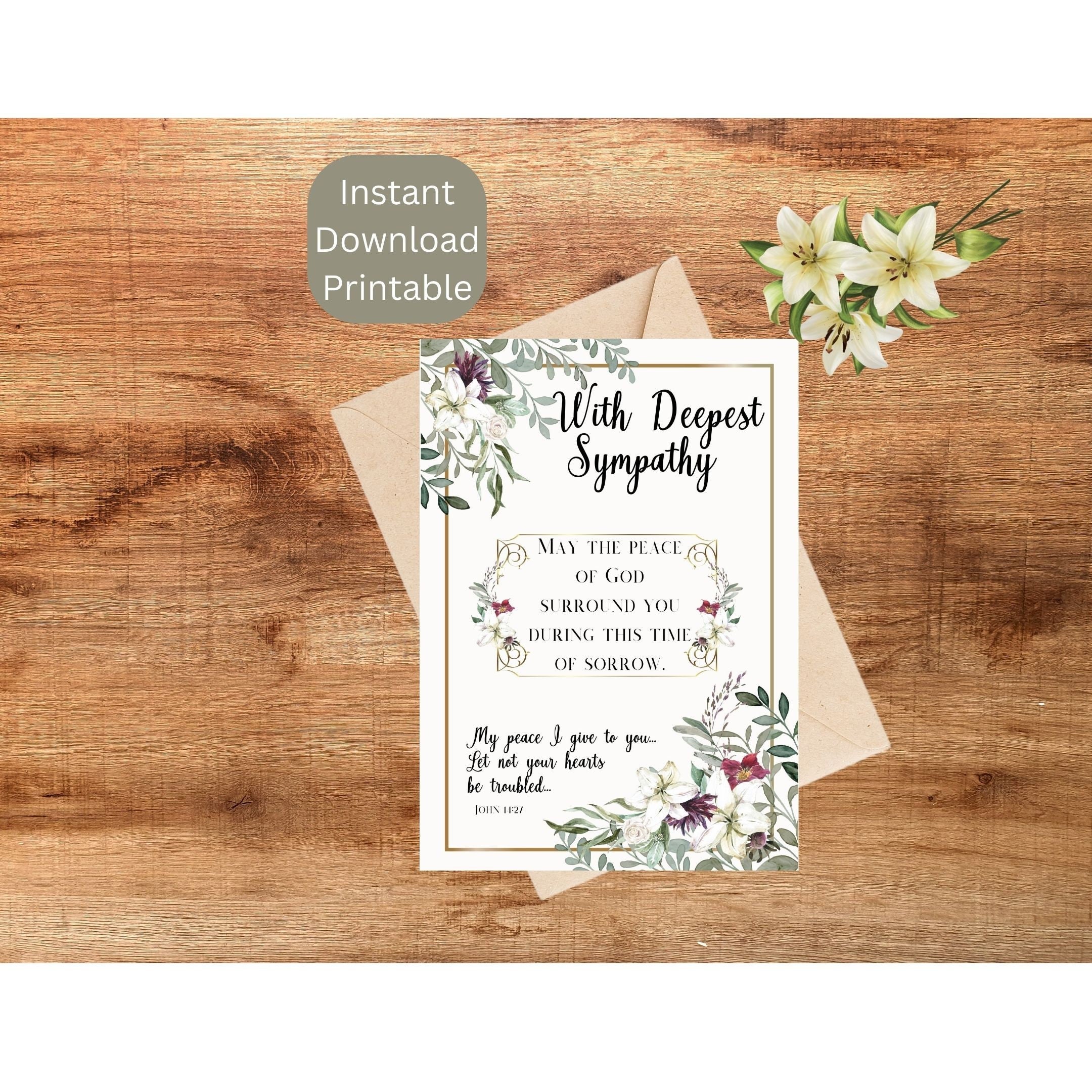Catholic Sympathy Card, Catholic Bereavement, Printable Condolence Card ...