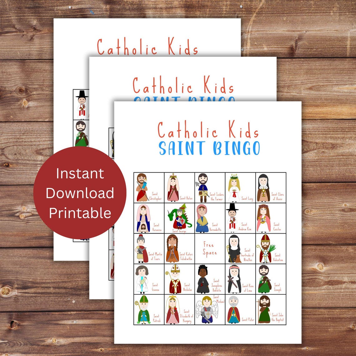 Catholic Saint Bingo, Printable Bingo Cards, Catholic Kid's Activity ...
