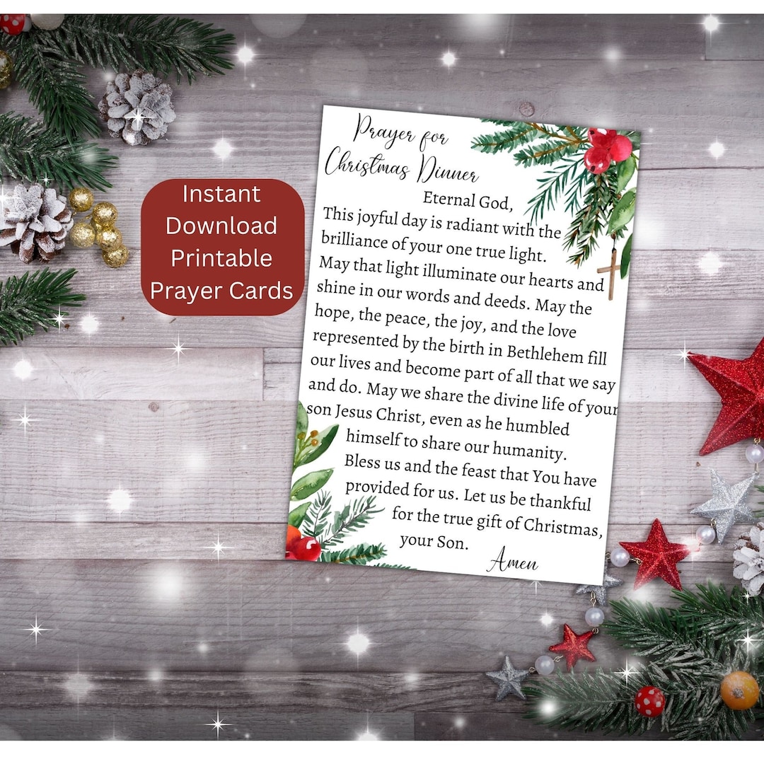 Christmas Prayer Cards, Printable Christmas Dinner Prayer, Christmas ...