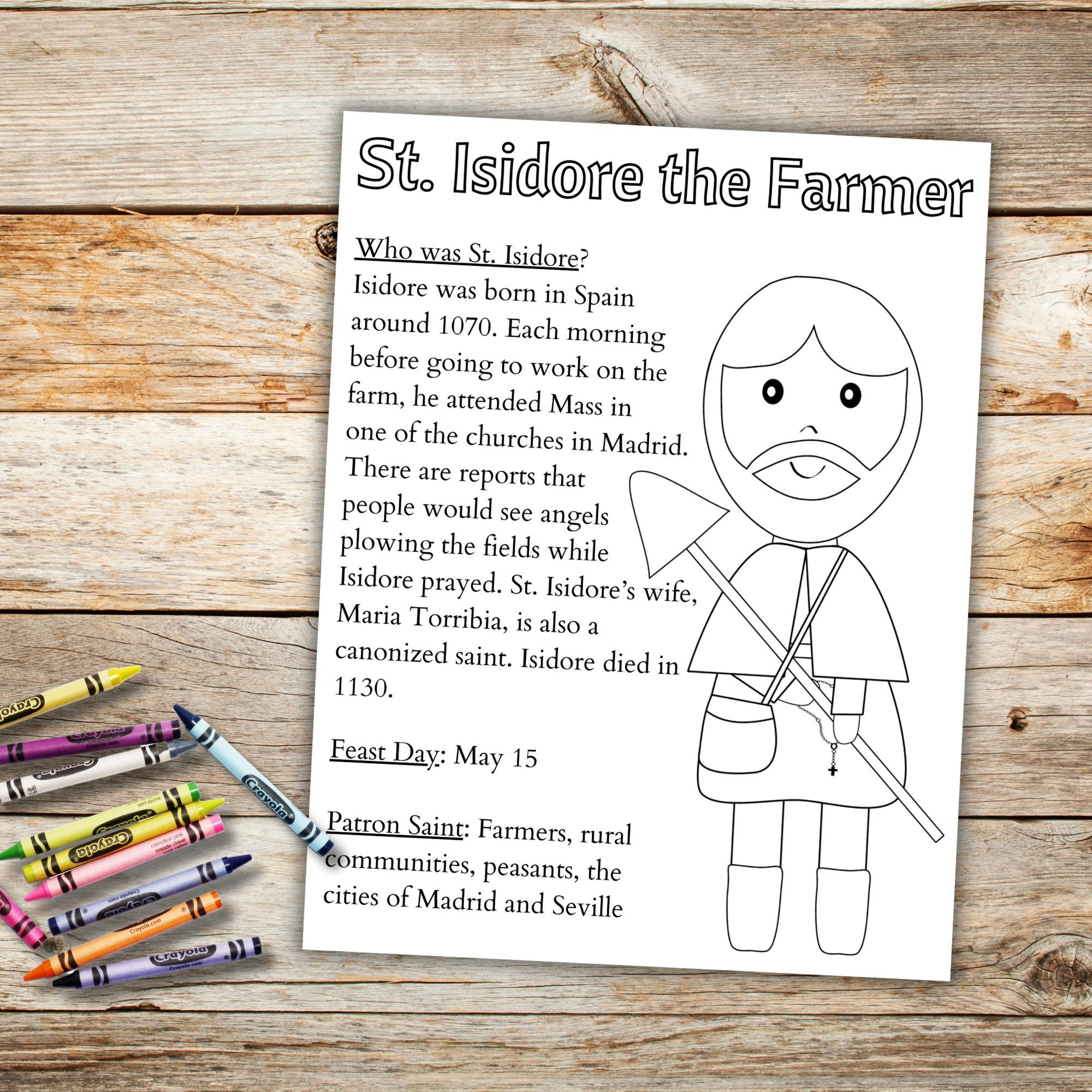 St. Isidore the Farmer Coloring Page, Printable Saint Coloring ...