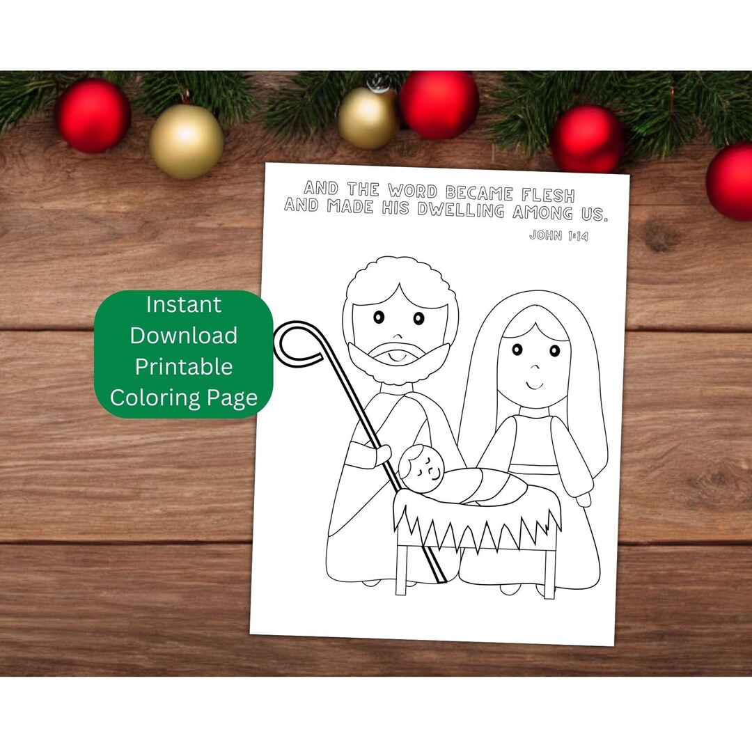 Holy Family Coloring Page, Printable Christmas Coloring, Catholic Kid's ...