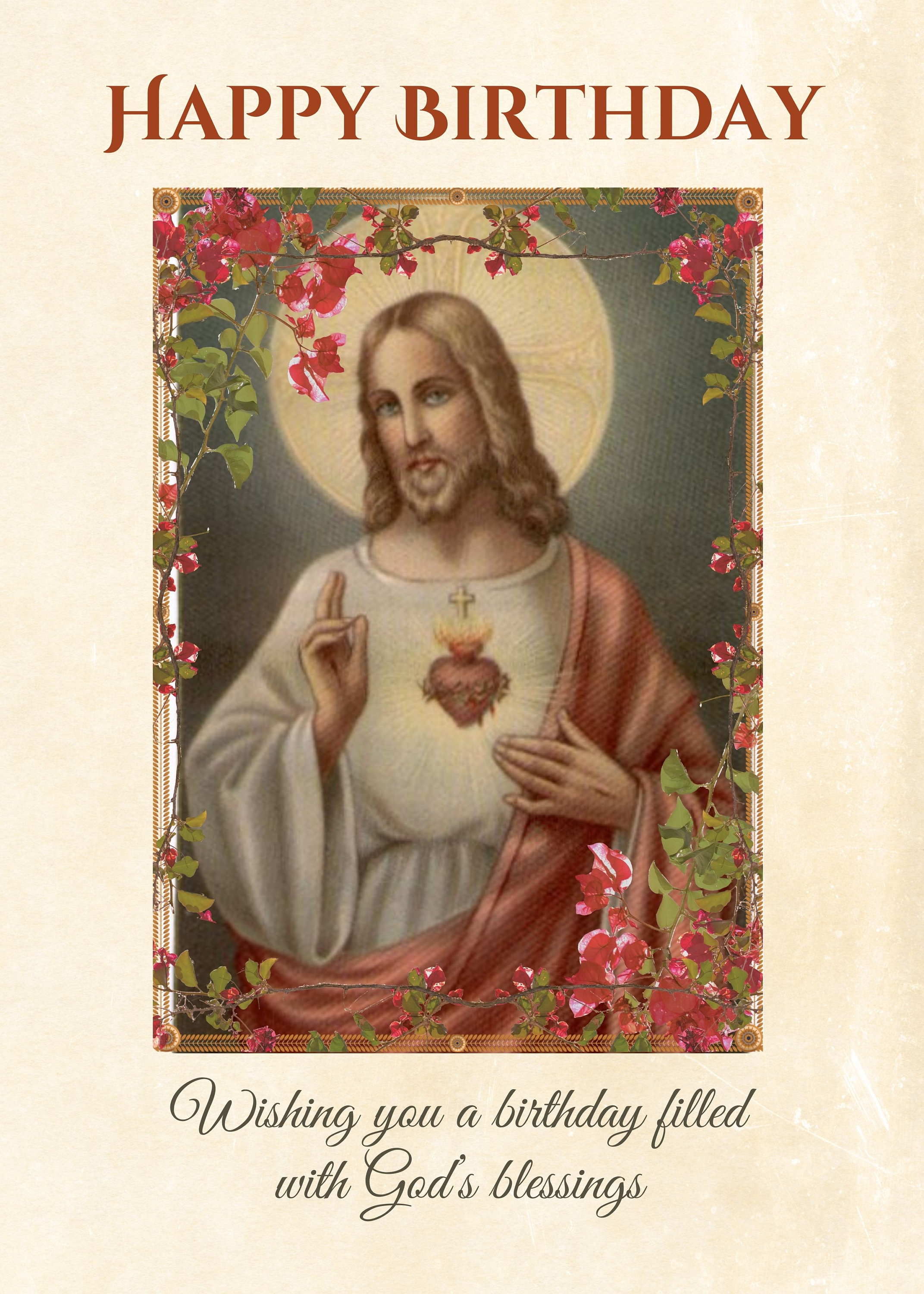 Printable Catholic Birthday Card, Sacred Heart of Jesus Greeting ...