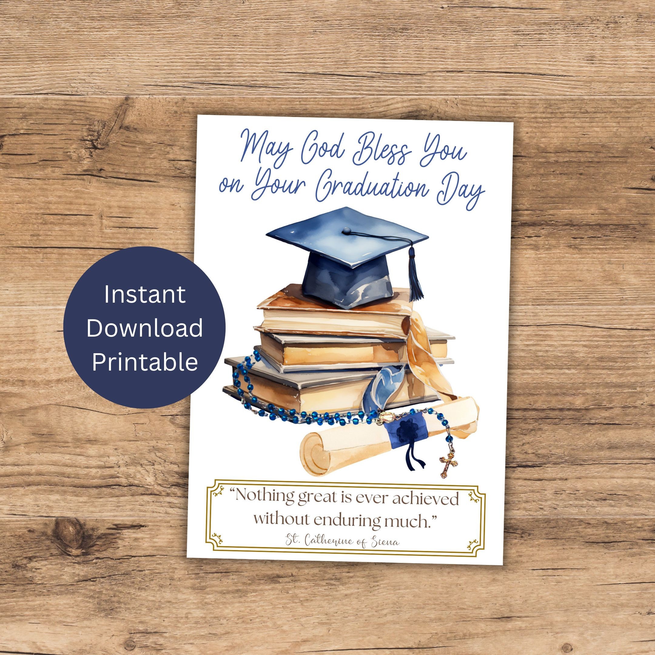 Catholic Printable Graduation Card, Catholic Commencement Card, Graduation Gift for Him or Her ...