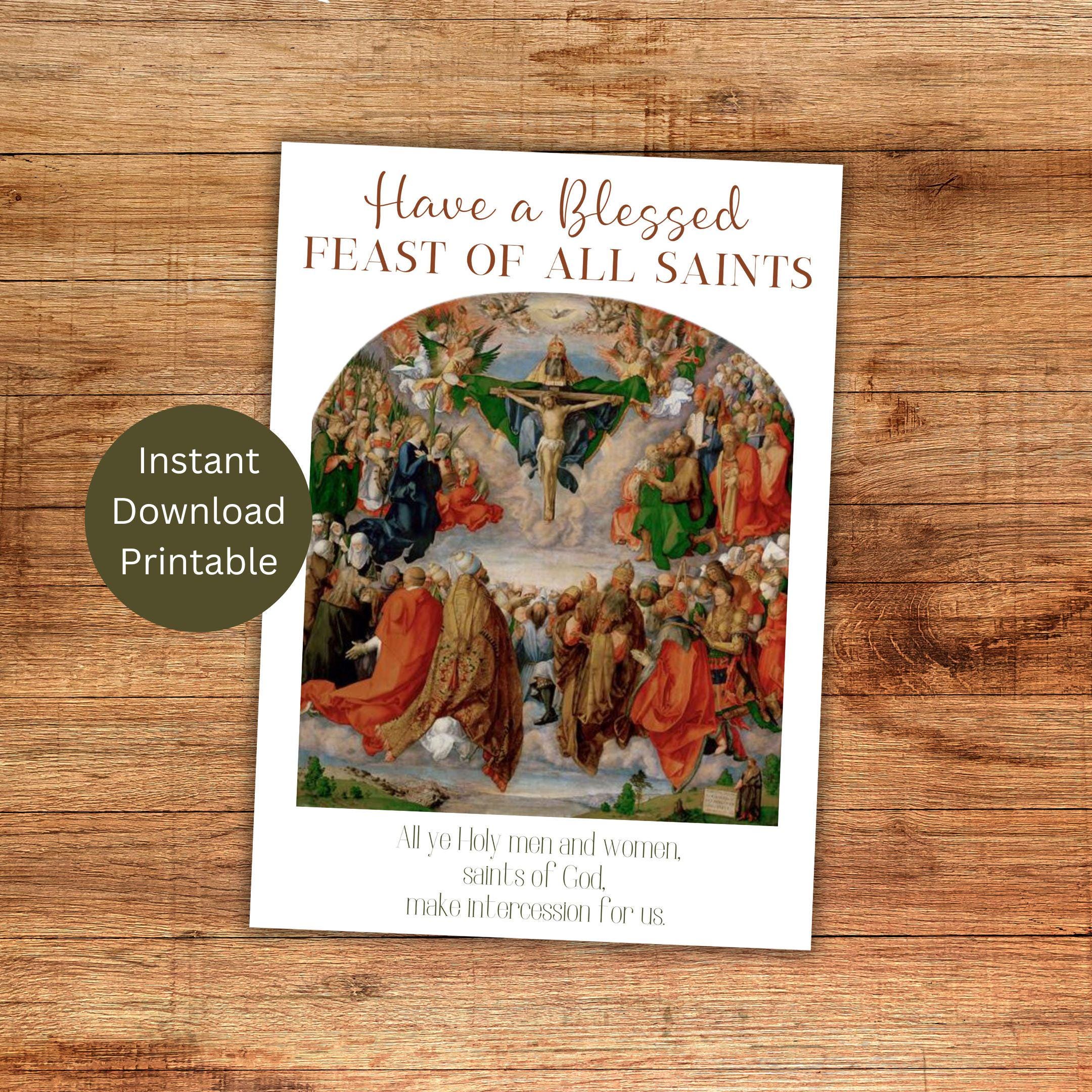 All Saints' Day Printable Card, Catholic Greeting Card, Saint Gift ...