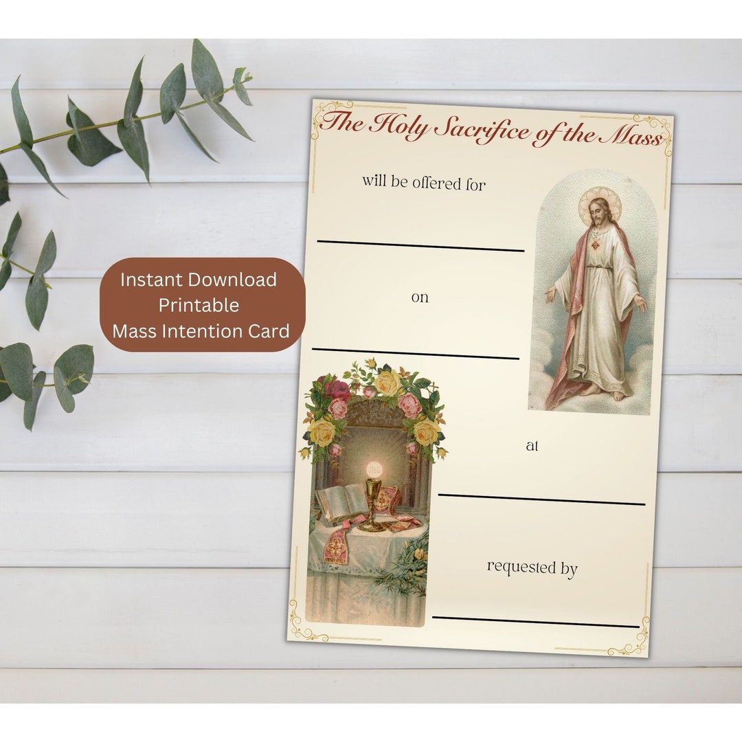 Mass Intention Card / Catholic Mass Card / Printable Mass Card - Etsy