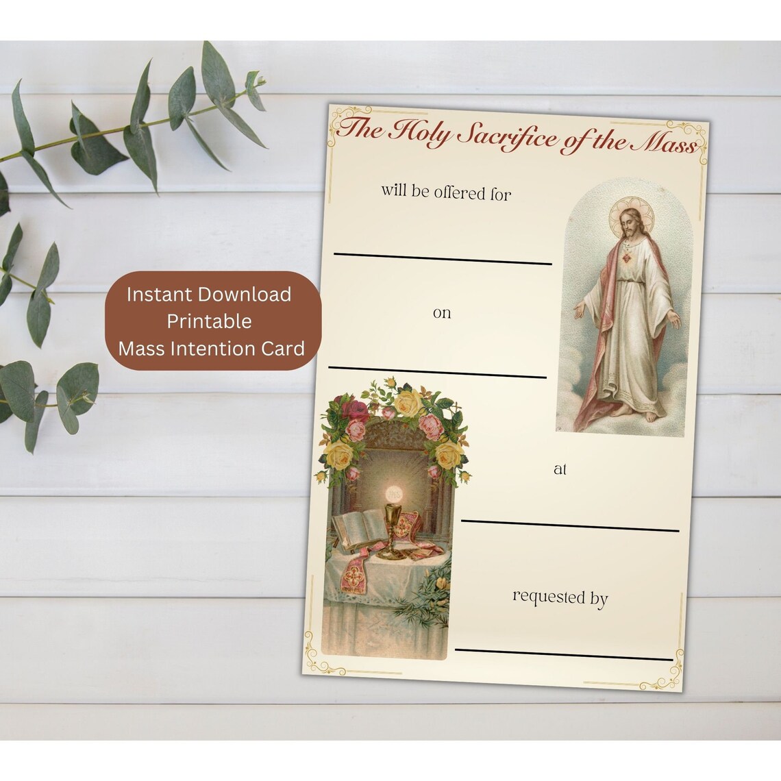 Mass Intention Card / Catholic Mass Card / Printable Mass Card - Etsy