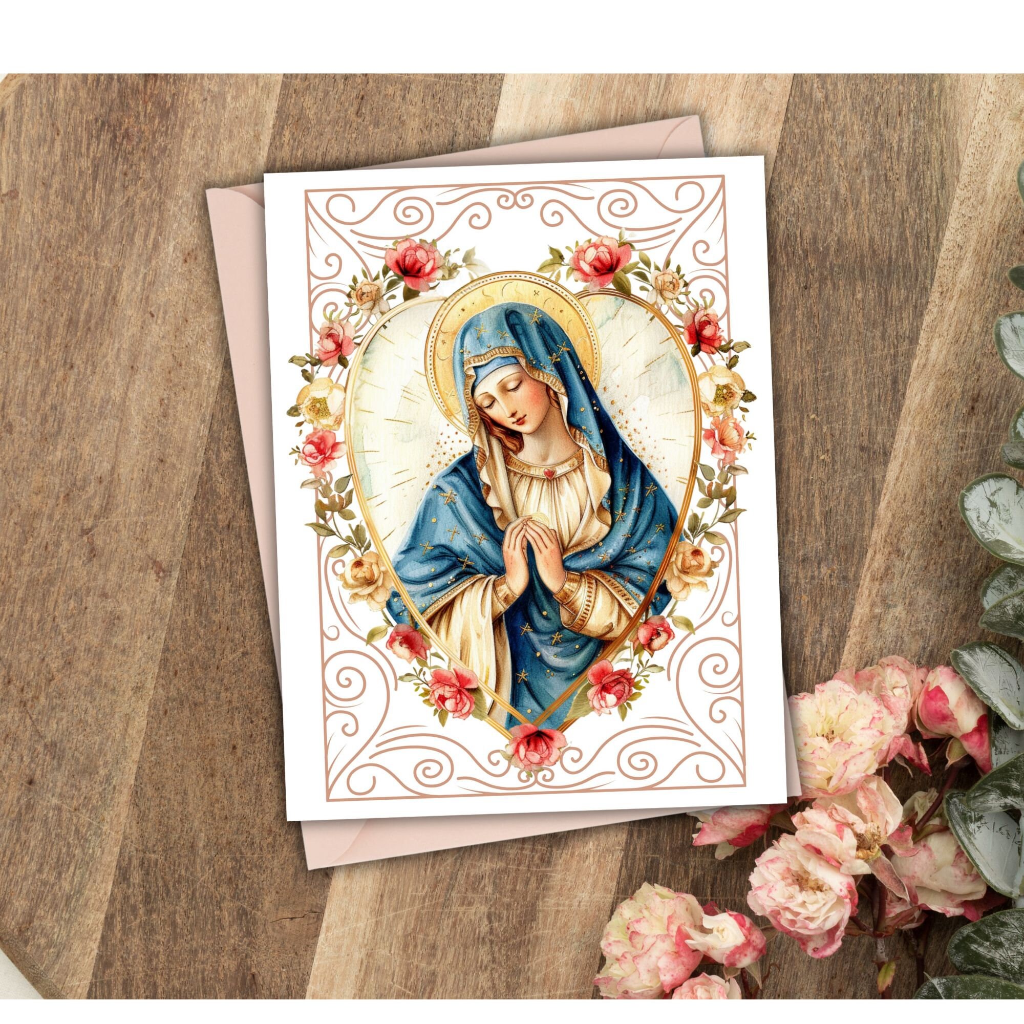 Marian All Occasion Card Bundle, Virgin Mary Printable Cards, Catholic ...