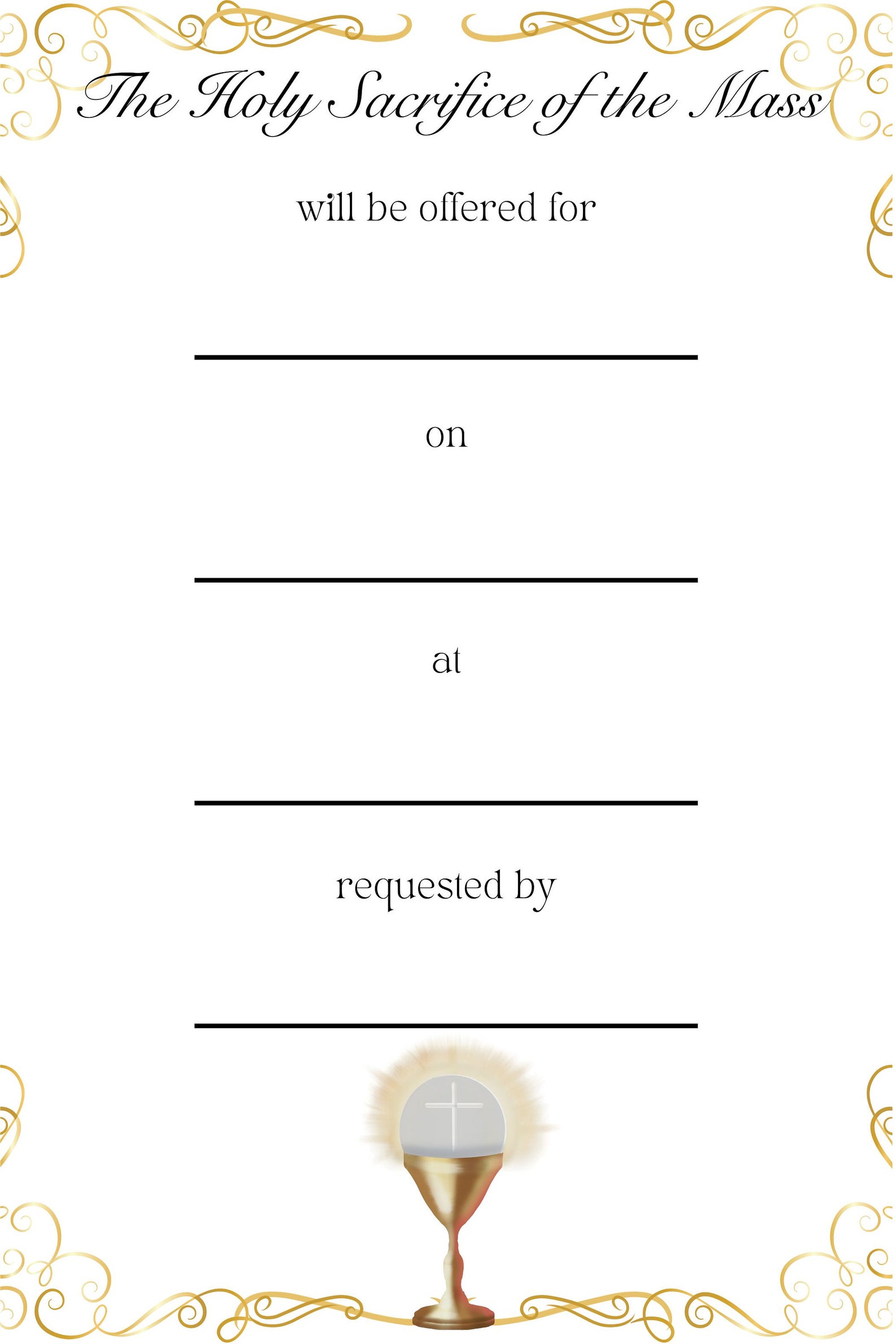 Mass Intention Card / Catholic Mass Card / Printable Mass Card ...