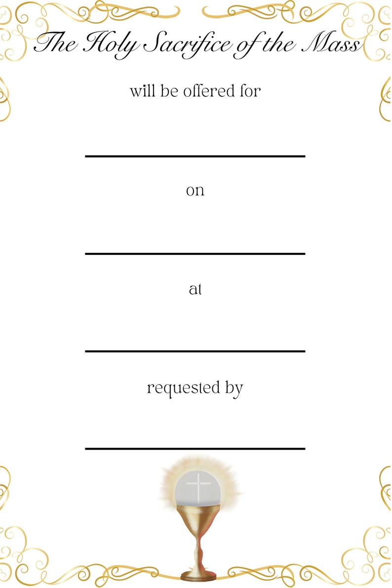 Mass Intention Card / Catholic Mass Card / Printable Mass Card ...