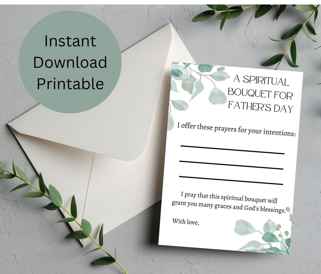 Father's Day Spiritual Bouquet Printable Card / Father's Day Card ...