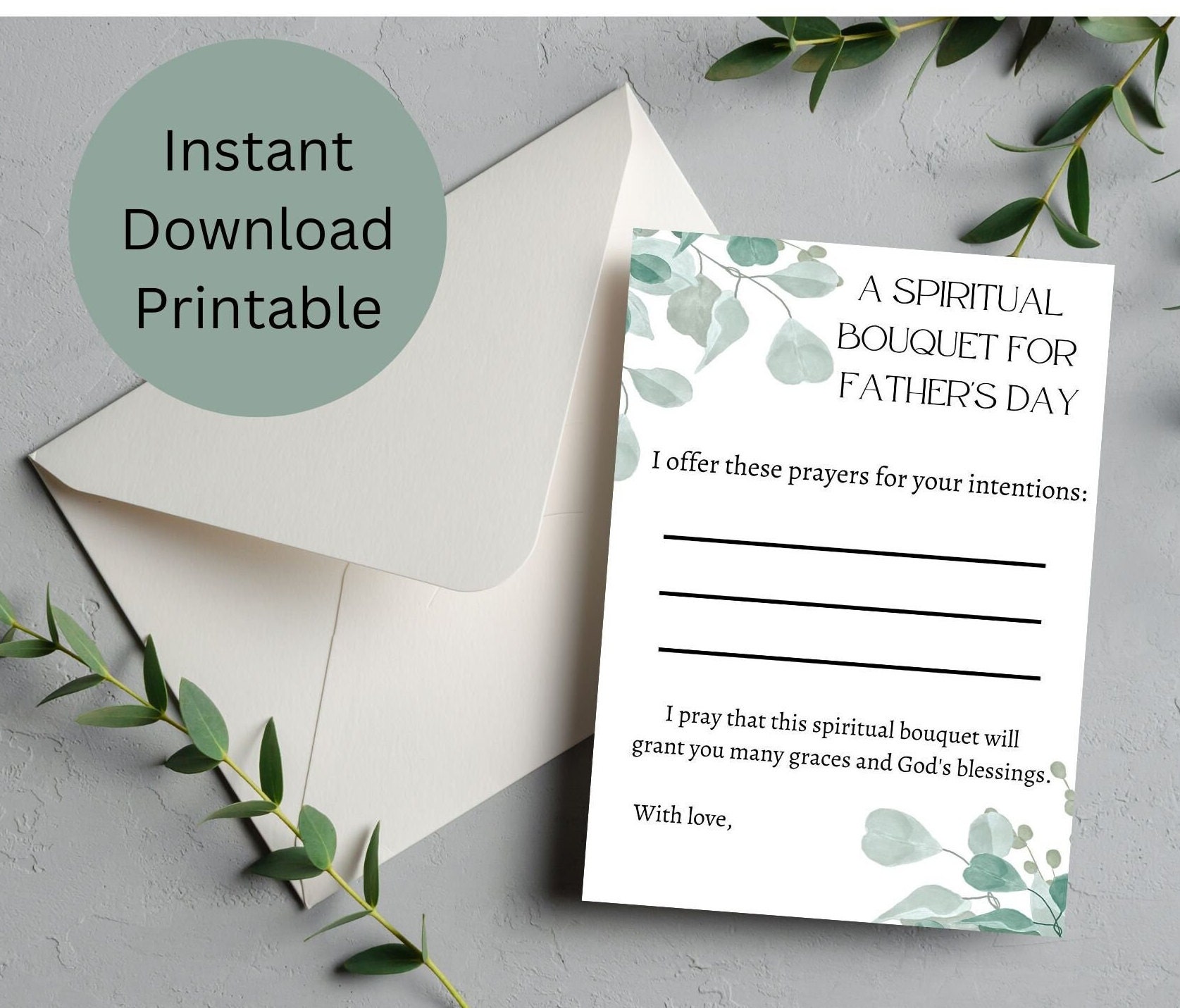 Father's Day Spiritual Bouquet Printable Card / Father's Day Card ...