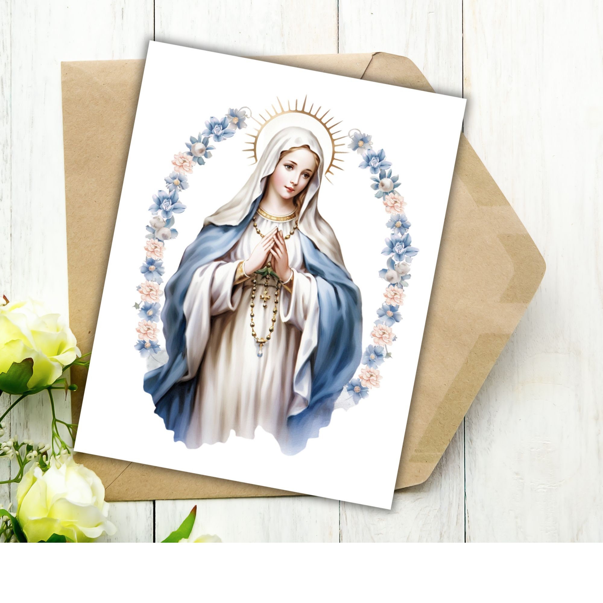 Printable Catholic All Occasion Card, Virgin Mary Card, Catholic ...