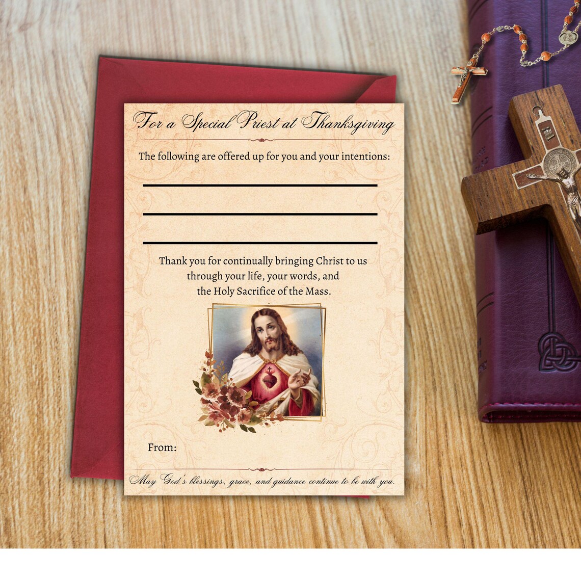 Priest Thanksgiving Spiritual Bouquet Card, Printable Catholic Prayer ...