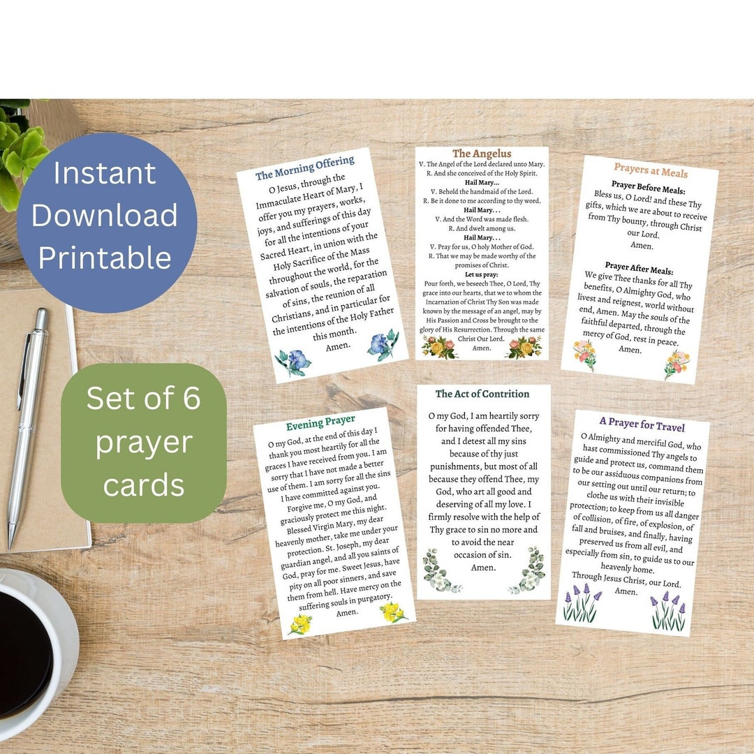 Catholic Printable Prayer Cards, Morning Offering, Angelus, Act of ...