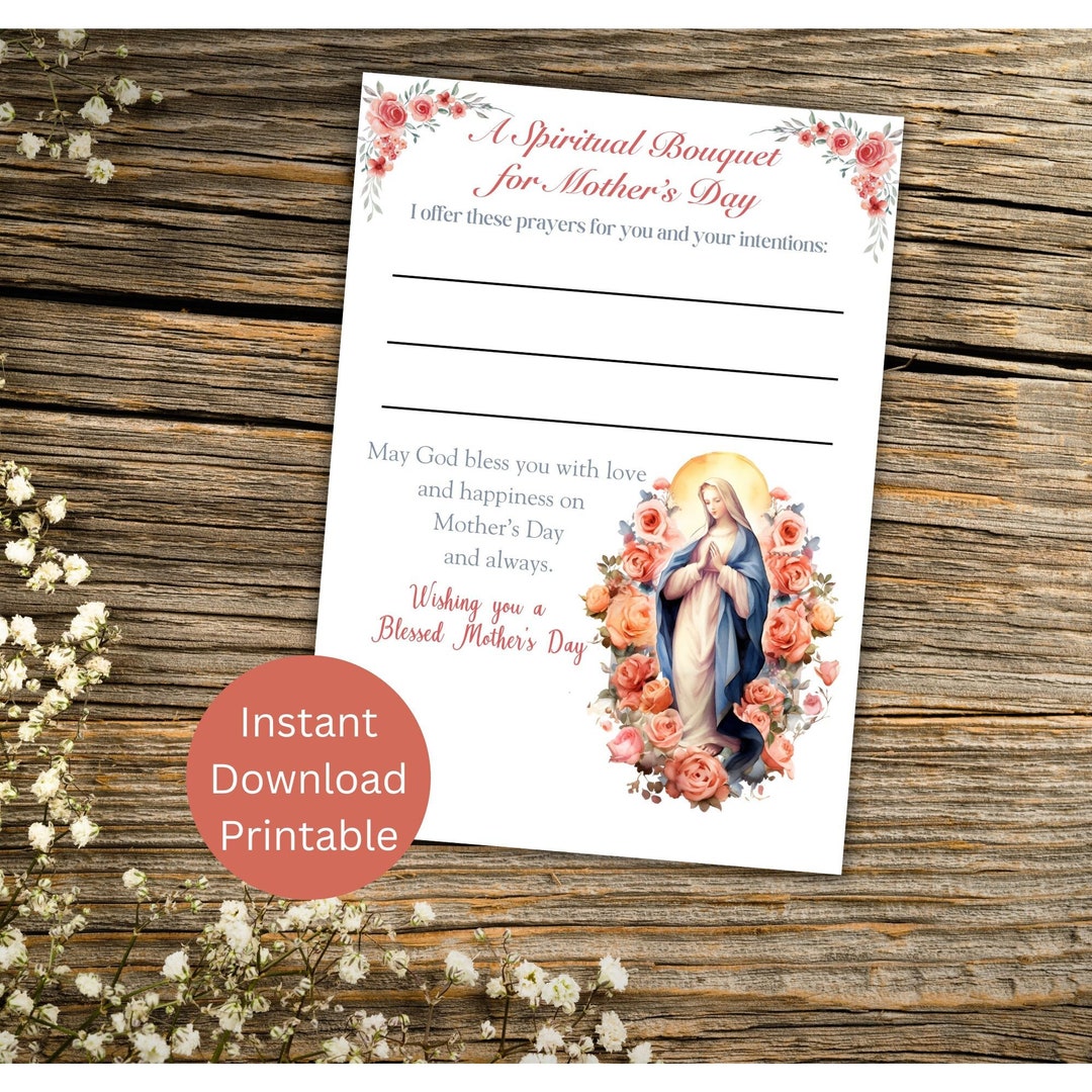 Printable Mother's Day Spiritual Bouquet, Catholic Marian Blessings ...