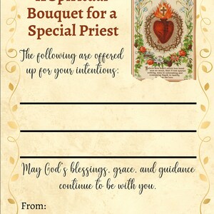 Priest Spiritual Bouquet Printable Card / Catholic Gift / Prayer Card ...