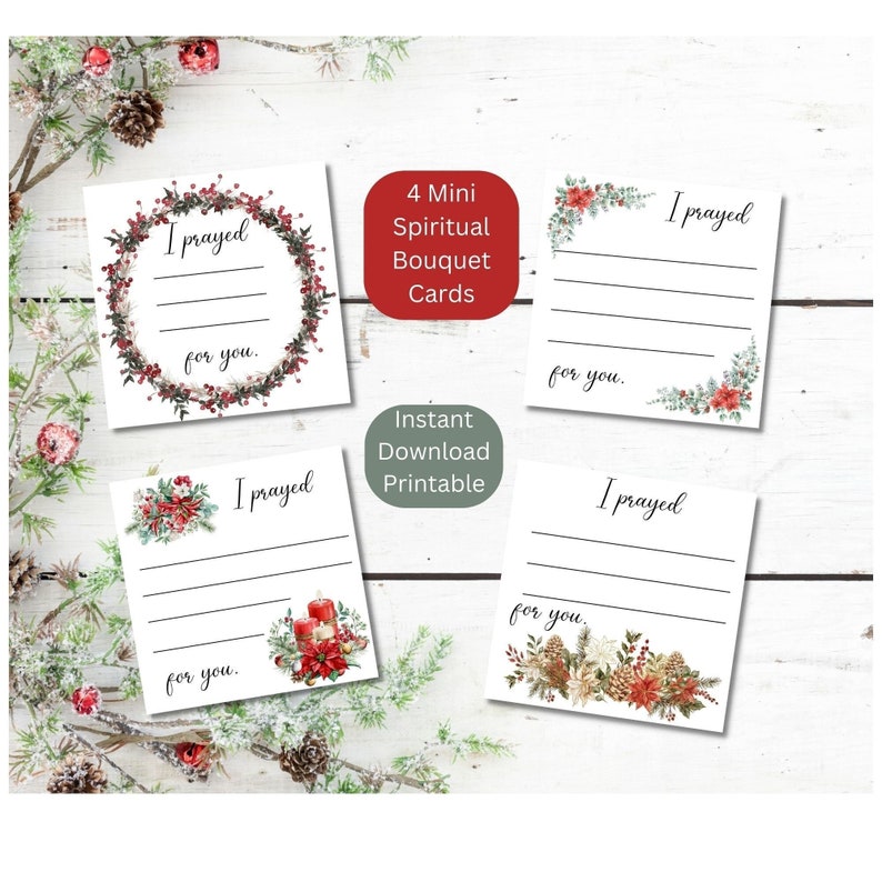 Mini Spiritual Bouquet Printable Cards / Catholic Gift / Prayer Card ...