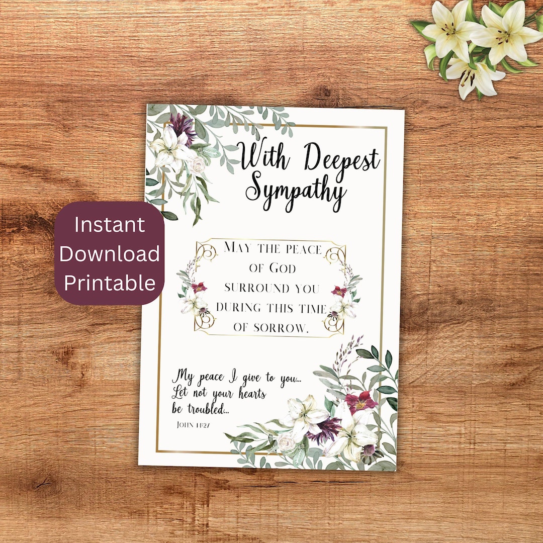 Catholic Sympathy Card, Catholic Bereavement, Printable Condolence Card ...