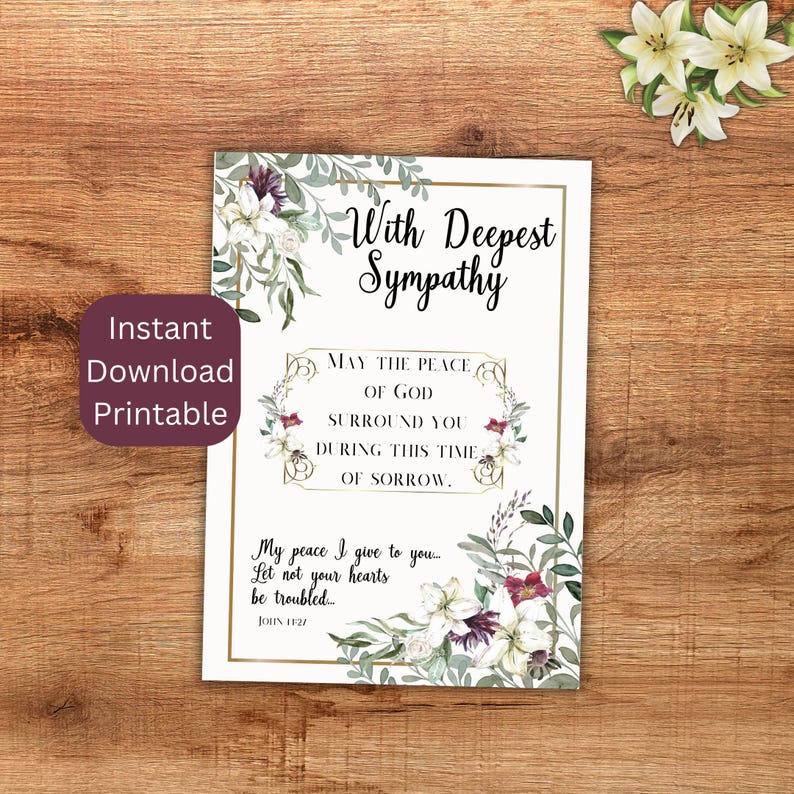 Catholic Sympathy Card, Catholic Bereavement, Printable Condolence Card ...
