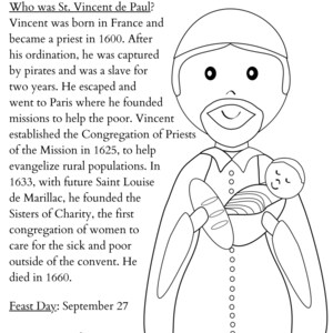 St. Vincent De Paul Coloring Page, Printable Saint Coloring, Catholic ...