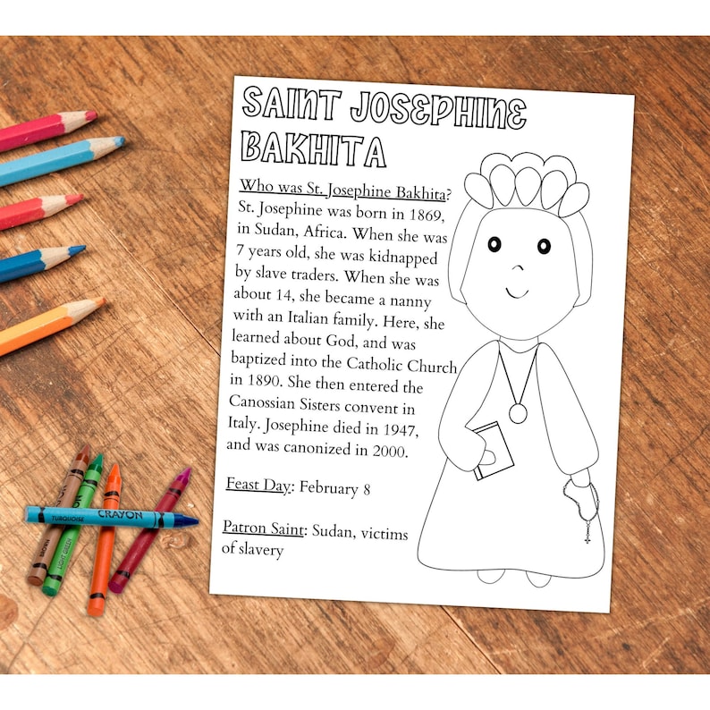 St. Josephine Bakhita Coloring Page, Printable Saint Coloring Picture ...