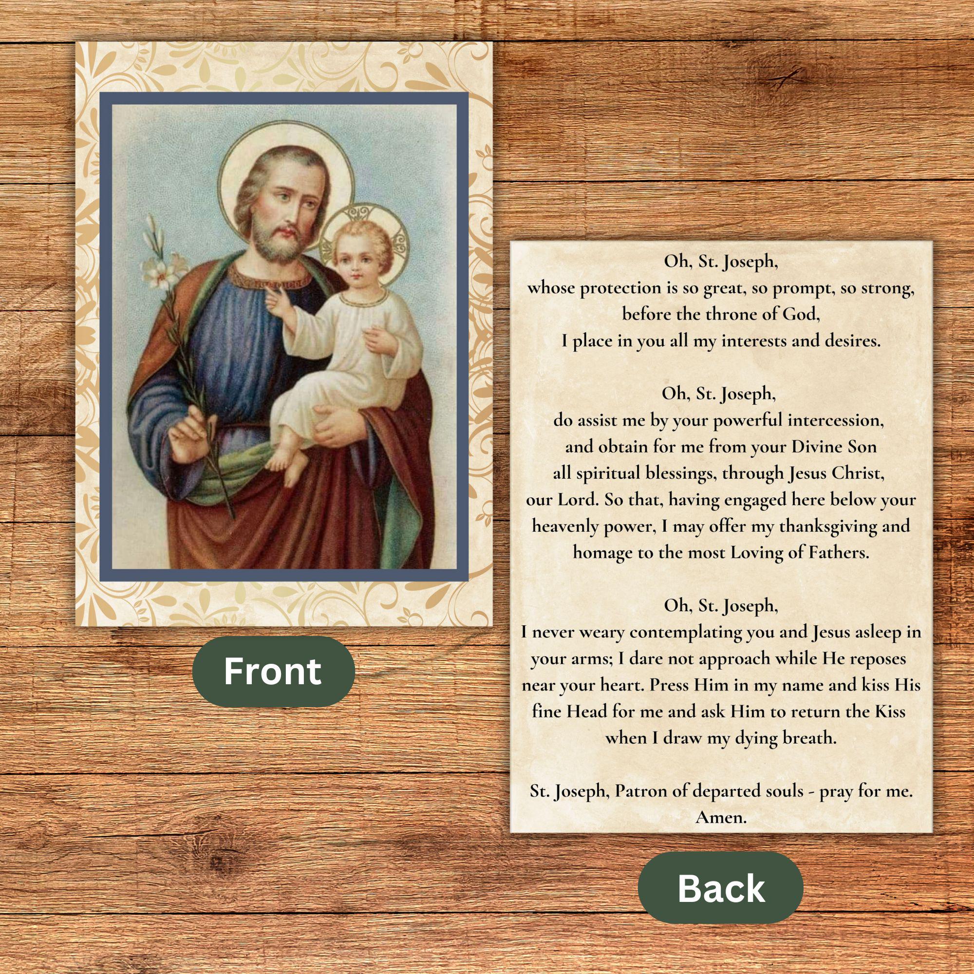 St. Joseph Prayer Cards, Catholic Holy Card, Printable Prayer to St ...