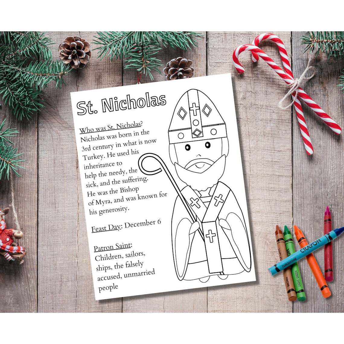 St. Nicholas Coloring Page / Printable Coloring Page / Saint Coloring ...