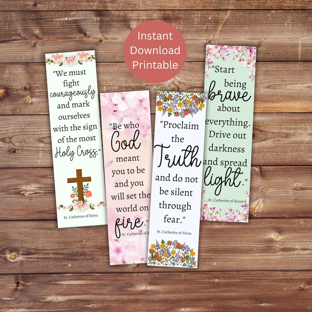 Printable Catholic Bookmarks, St. Catherine of Siena Bookmark Set, Page ...