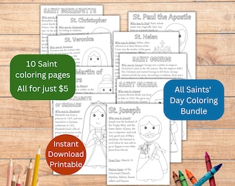 All Saints' Day Coloring Pages Bundle, Catholic Saints Printable ...