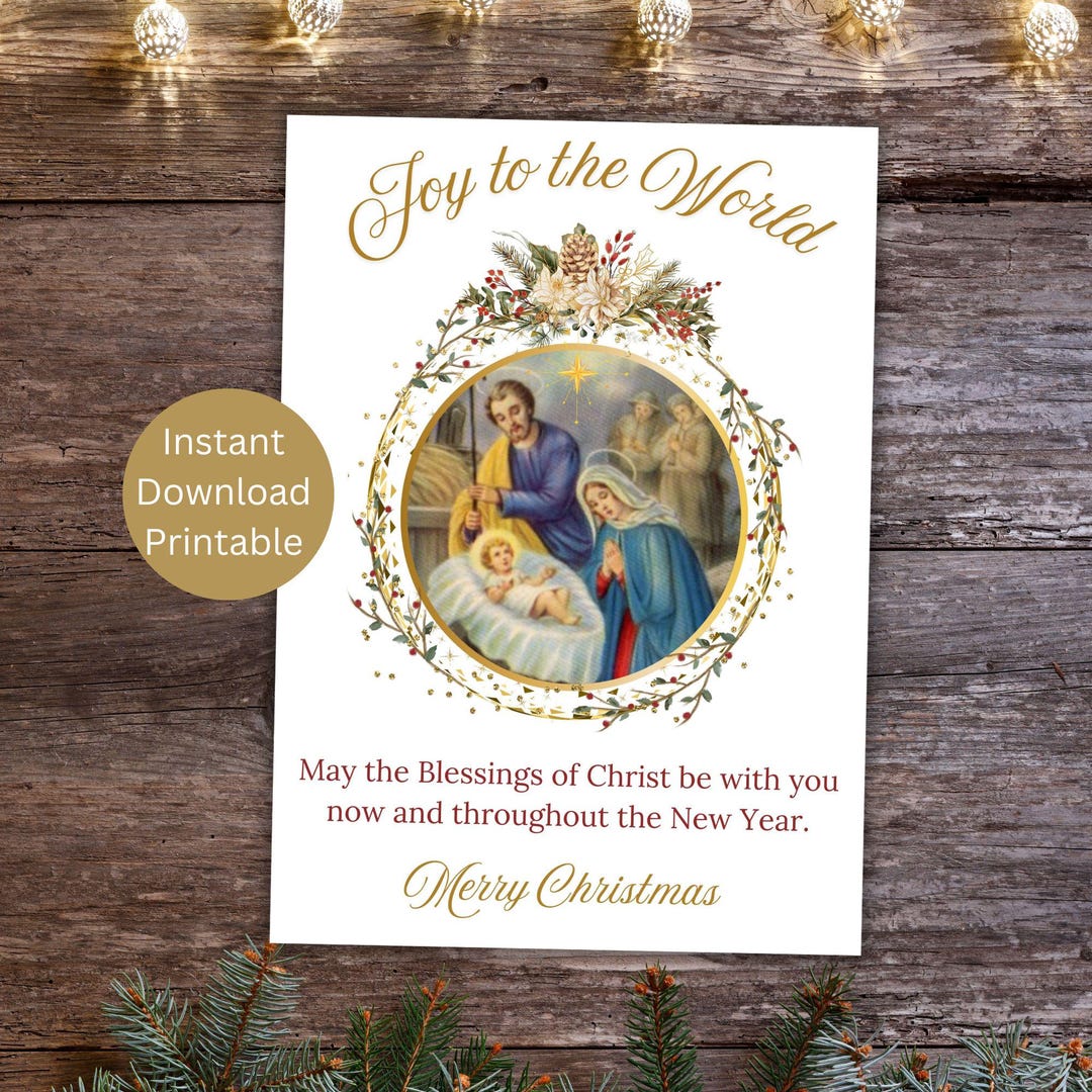 Printable Catholic Christmas Card, Holy Family Card, Catholic Christmas ...